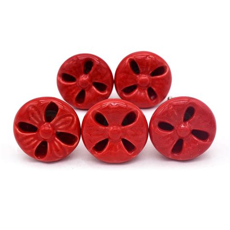Red Color Vintage Ceramic Knobs Kitchen Cabinet Knobs Drawer Knobs