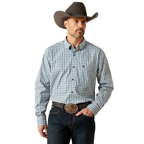 Ariat Mens Pro Series Townes Classic Fit Shirt Dark Teal Willow At
