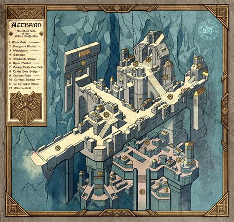 Map Of Aetharn Dwarven City In Blue Rift Dwarven City Map Fantasy