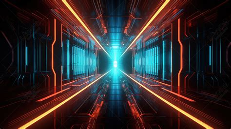 미래 지향적인 3d 그림 움직이는 4k Uhd 터널 배경의 대칭 기하학적 디자인 및 네온 빛나는 줄무늬 나는 배경 기하학 배경 삽화 배경 이미지 Hd 나는 기하학