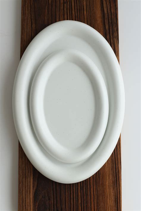 우리도자기 구름 타원형 접시