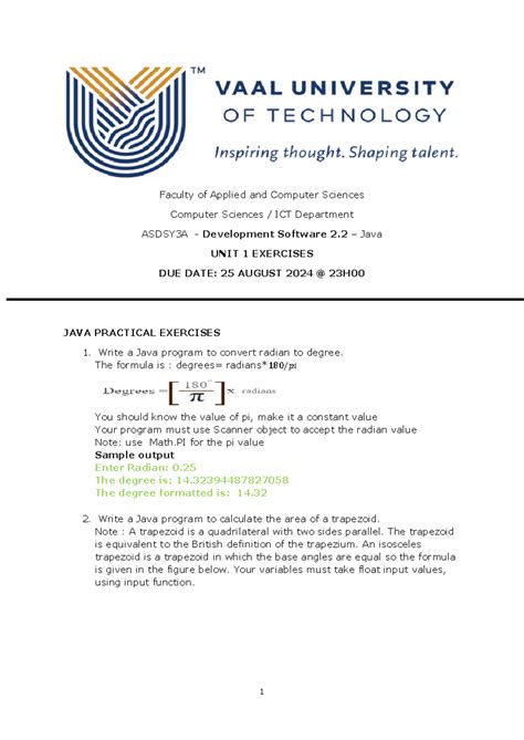 Java Exercises Unit1 Dev Faculty Of Applied And Computer Sciences