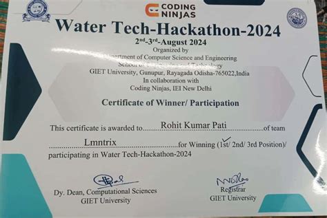 Rohit Kumar Pati On Linkedin Hackathon Watertech Innovation Datascience Teamwork Engineering