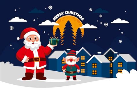 플랫 크리스마스 시즌 축하 배경 무료 벡터