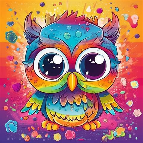 Premium Ai Image Beautiful Owl Chibi Style With Colorful Background