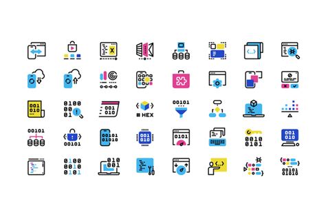 Software Development Line Icons Program Coding Application Architect