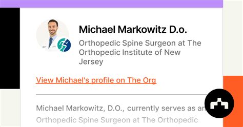 Michael Markowitz D O Orthopedic Spine Surgeon At The Orthopedic Institute Of New Jersey