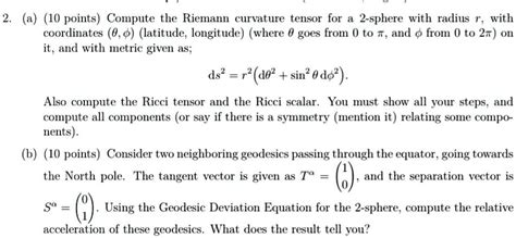 solved 2 a 10 points compute the riemann curvature tensor for 2