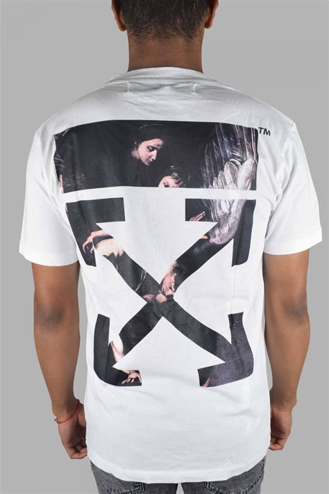 Mens Luxury T Shirt Off White White Caravaggio Arrow Logo T Shirt