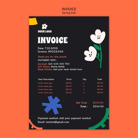 Plantilla De Factura De Venta De Primavera De Diseño Plano Archivo
