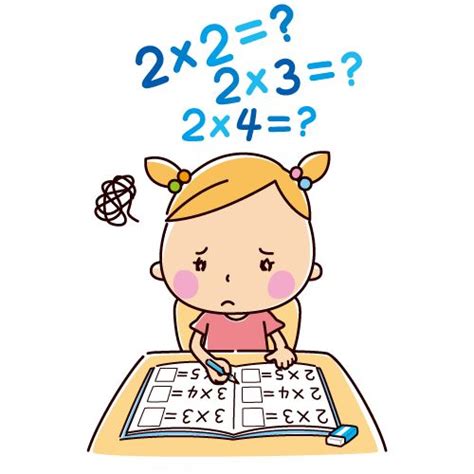 勉強のイラスト（九九2・算数・女の子）（2カット） 算数 イラスト 保育園 イラスト