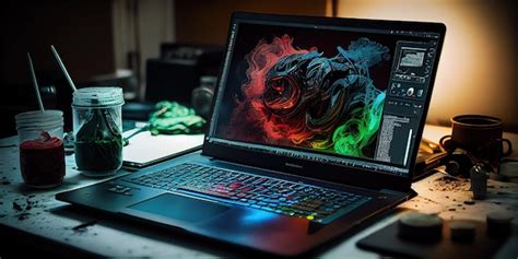 Premium Ai Image Laptop With Analytical Data Generative Ai