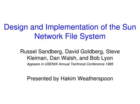 Ppt Design And Implementation Of The Sun Network File System