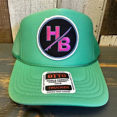 Hermosa Beach So Pitted Hb Surfboard Trucker Hat Cactus Green
