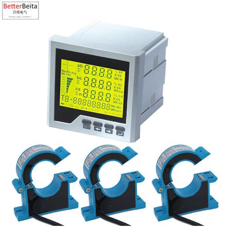 Ac 100a 200a 300a 400a 500a 600v 3 Phase Lcd Multifunction Meter With