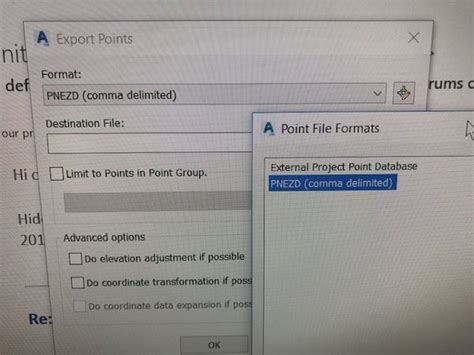 exporting a point file defaulted as txt format autodesk community