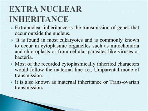 Extra Nuclear Inheritance Pptx Biological Sciences Science
