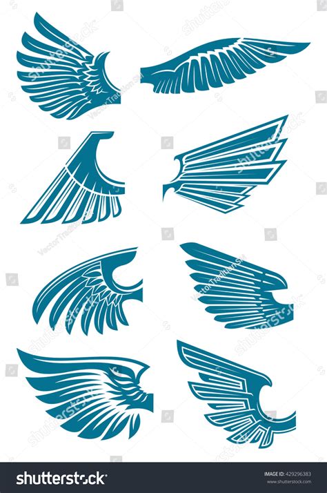 Open Bird Wings Icons Heraldic Symbol Stock Vector Royalty Free