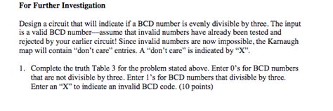 Solved For Further Investigation Design A Circuit That Will