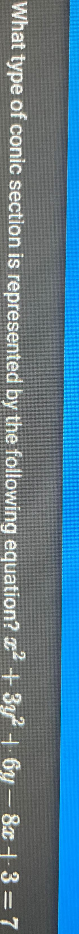 Solved What Type Of Conic Section Is Represented By The