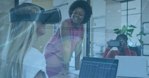 In School People Using Vr Headsets For Animation In Modern Classroom