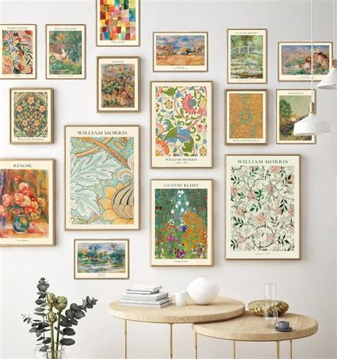 Eclectic Gallery Wall Set Green Wall Prints Vintage Maximalist