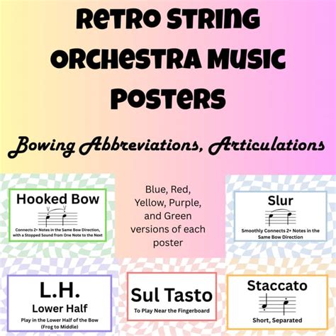 Music Classroom Posters String Orchestra Bowingarticulation Checkered