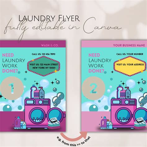 Editable Laundry Service Flyer Canva Laundry Shop Advertising Template