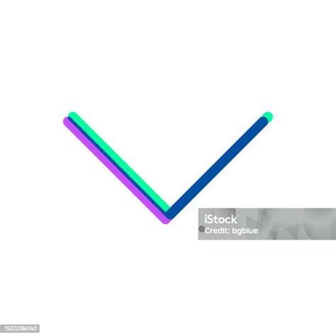 셰브론 아래로 흰색 배경에 두 가지 색상이 오버레이된 아이콘 3차원 형태에 대한 스톡 벡터 아트 및 기타 이미지 3차원 형태 가리키기 갈매기표 수장 Istock