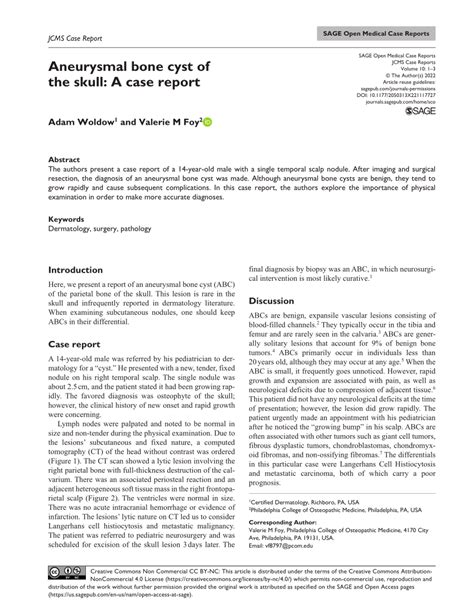 Pdf Aneurysmal Bone Cyst Of The Skull A Case Report