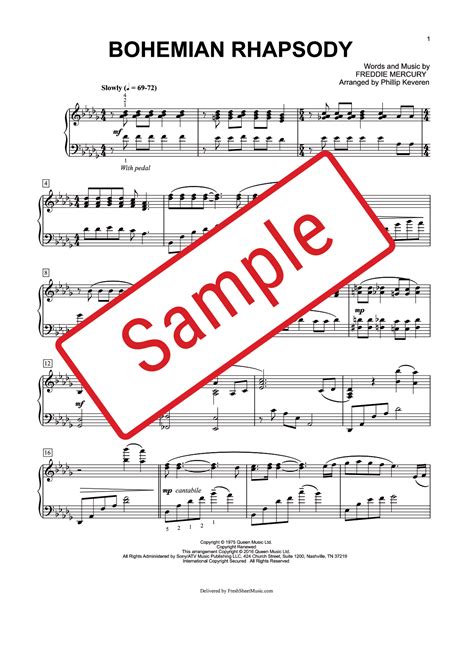 Easy Bohemian Rhapsody Piano Sheet Music 2024 Digital Pdf