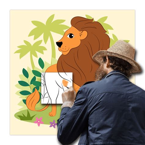 Giant Coloring Poster Lion Free Printable Papercraft Templates