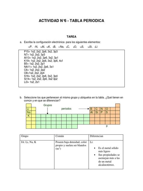 Practica Calificada 7 Tabla Periodica Pdf Química Rieles