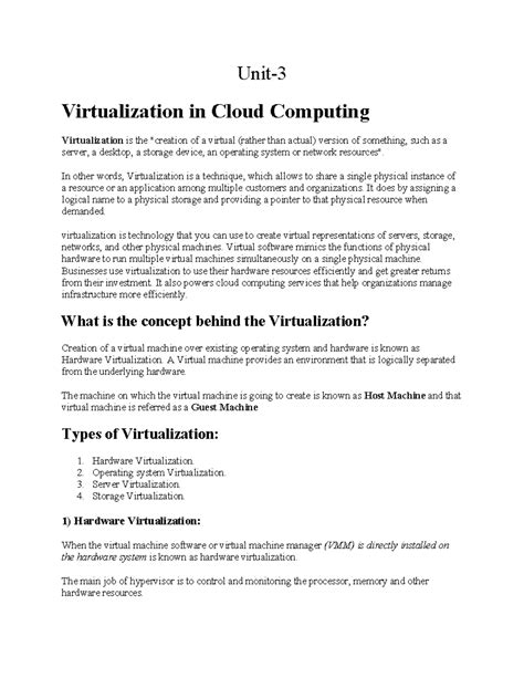 Ccaws Unit 3 Cloud Computing Notes Unit Virtualization In Cloud Computing Virtualization Is