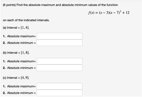 solved 6 points find the absolute maximum and absolute