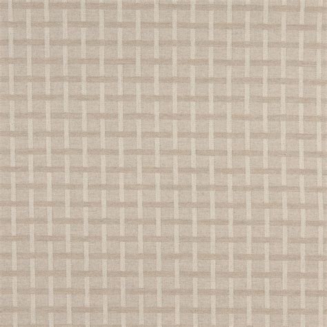 Beige And White Rattan Small Basket Weave Texture Linen Upholstery
