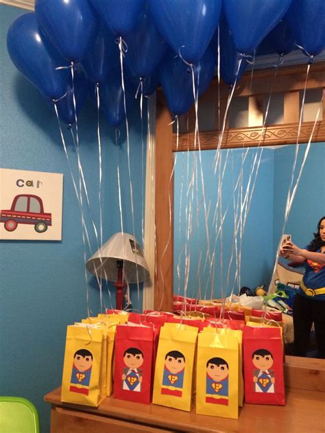 Superman Candy Bags With Balloon Superman Party Superman Love Superman