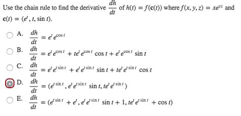 solved use the chain rule to find the derivative dh dt of