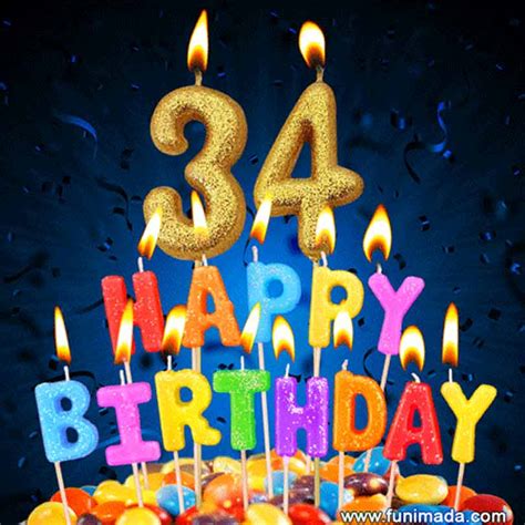 34th Birthday Cake With Candles  Download On