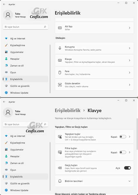 caps lock num lock scroll lock tuş seslerini aç yada kapat