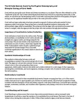 Coral Reef Guided Reading Biology Ecology With Reflection Questions