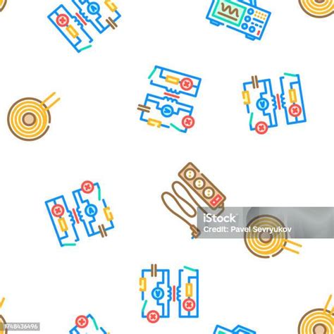 Engineer Worker Industry Vector Seamless Pattern Stock Illustration