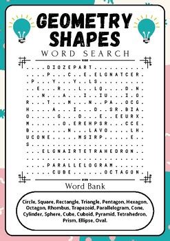 Geometry Shapes Search For Words Printable Puzzle Challenge Tpt