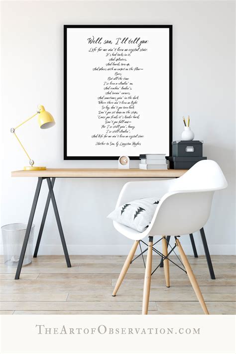 Langston Hughes Mother To Son Poem Wall Art Print Well Son Etsy