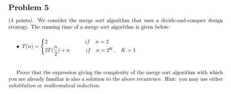 Solved Problem Points We Consider The Merge Sort Chegg