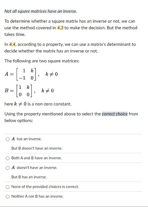 solved not all square matrices have an ﻿inverse to