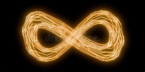 Orange Abstract Wireframe Glowing Infinty Symbol Isolated On Black Background Eternity Or