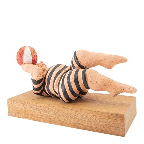 Late 20thc Tommy Assarsson Swimmer With Ball Polychrome Terracotta