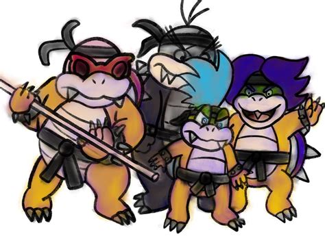 Sneaky Lying Giant Ninja Koopas With The Koopalings Modern Designs