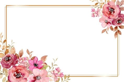 Moldura De Flor Rosa Borgonha Com Aquarela Vetor Grátis Quadro De Flores Moldura De Flores